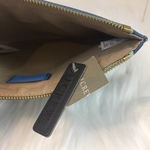 J. Crew | Bags | New Jcrew Colorblock Saffiano Leather Clutch Blue ...